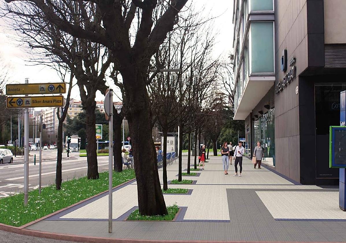 La acera par de Sancho el Sabio mantendrá las dos filas de árboles | El Diario Vasco